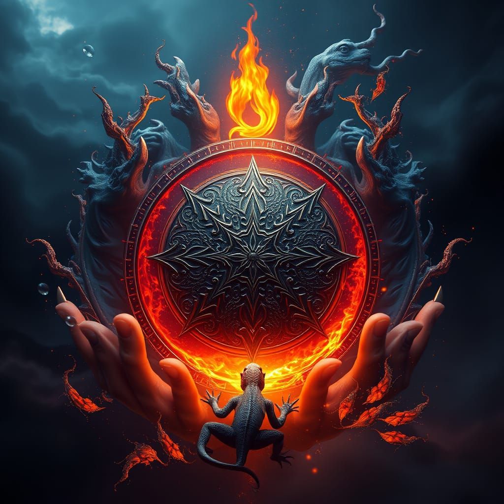 Fantastical Transmutation Circle with Flame and Li... - AI Art