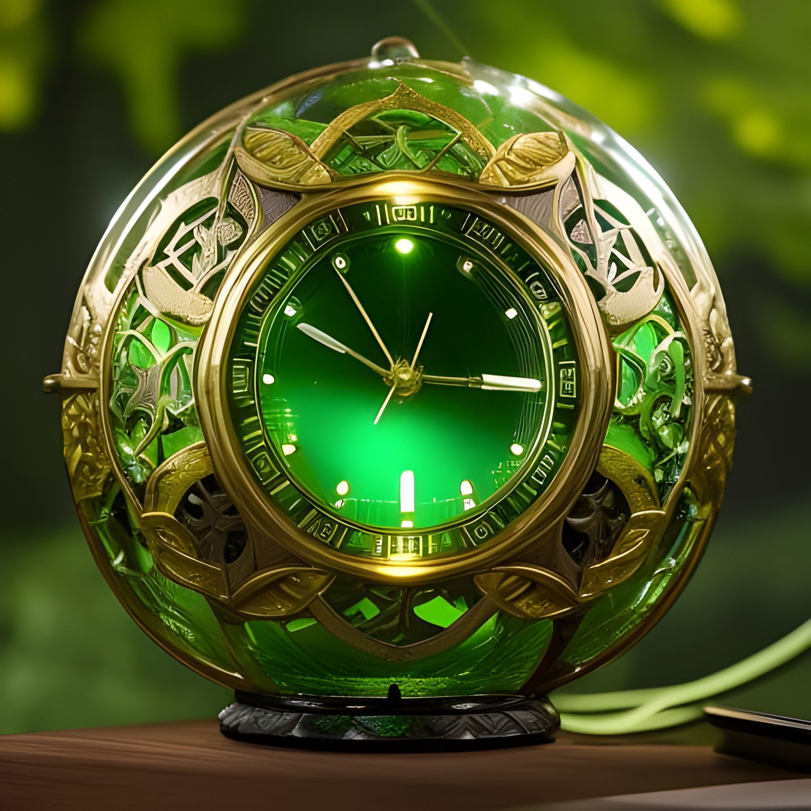 emerald clock orb - AI Generated Artwork - NightCafe Creator