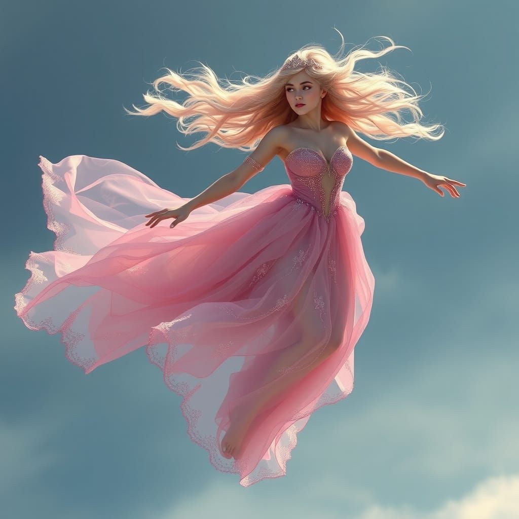 Magic princess - Majestic Princess in Soft Pink Gown Soars T...