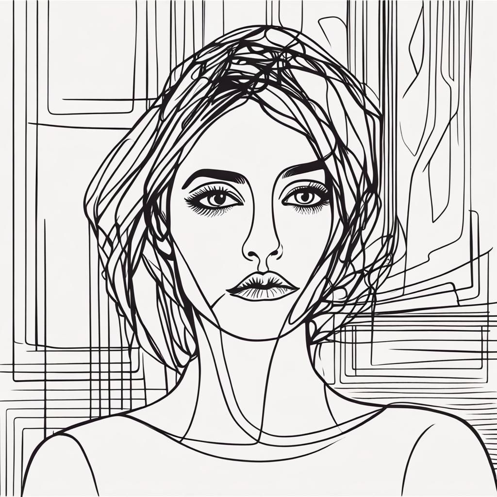 Line Art Portrait - AI Generated Artwork - NightCafe Creator