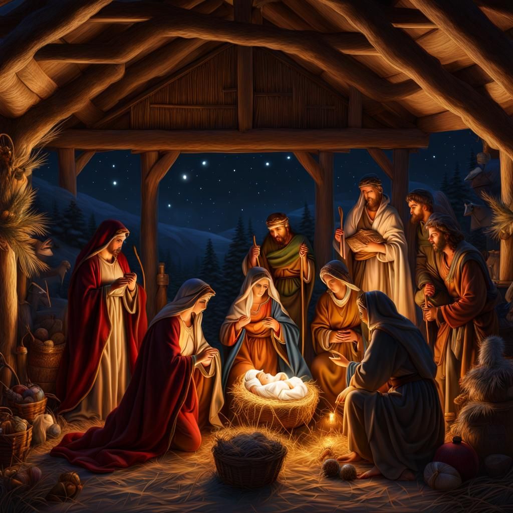 Christmas nativity, detailed matte painting hyperdetailed intricately ...