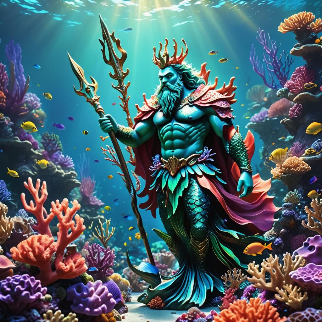 King of Coral, Merman of the Sea - Surreal Underwater King R...