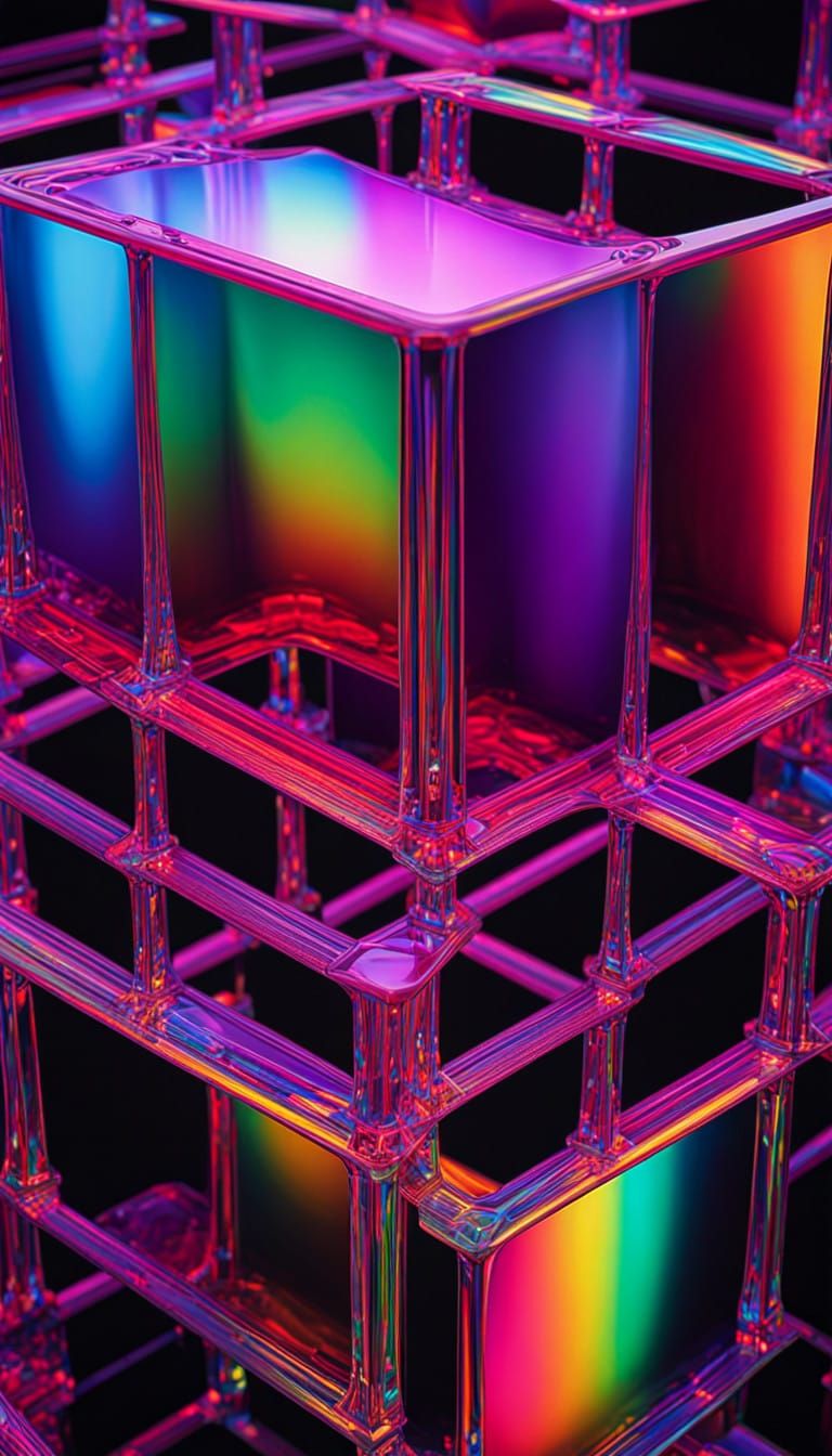 4 dimentional hyper cube dynamic lighting deep co... - AI Art