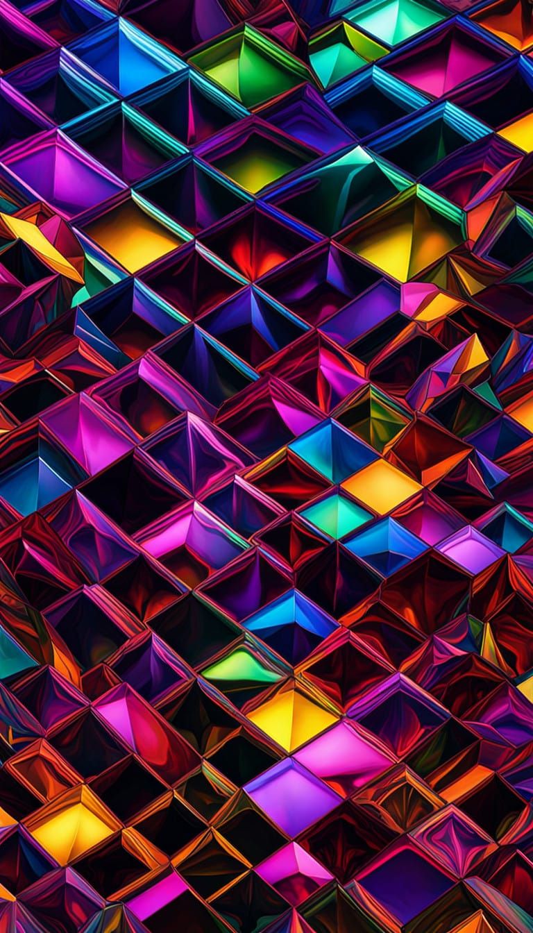 4 dimentional hyper cube dynamic lighting deep co... - AI Art