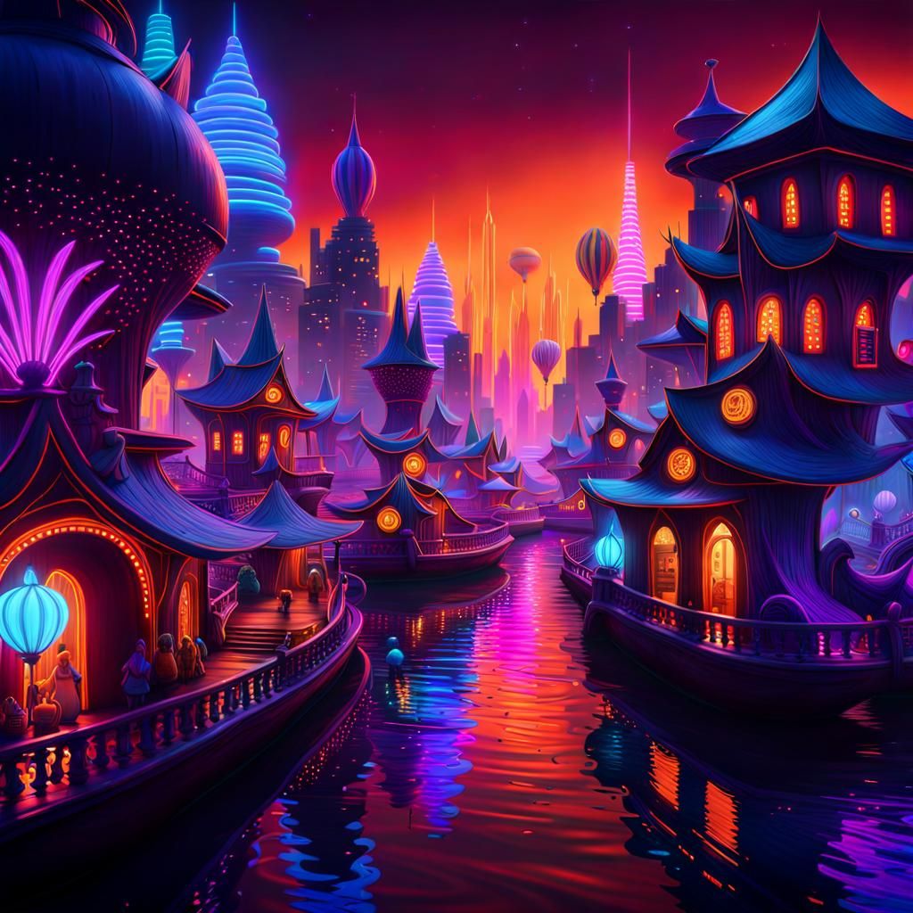 The Venice of the Black Light Art World with its beautiful neon and ...