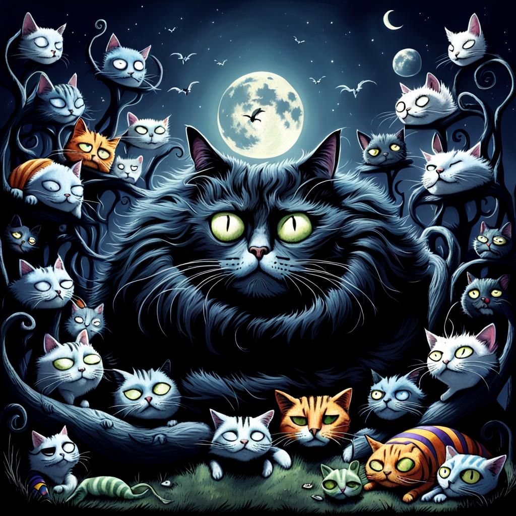 Catnapping Tim Burton - AI Generated Artwork - NightCafe Creator