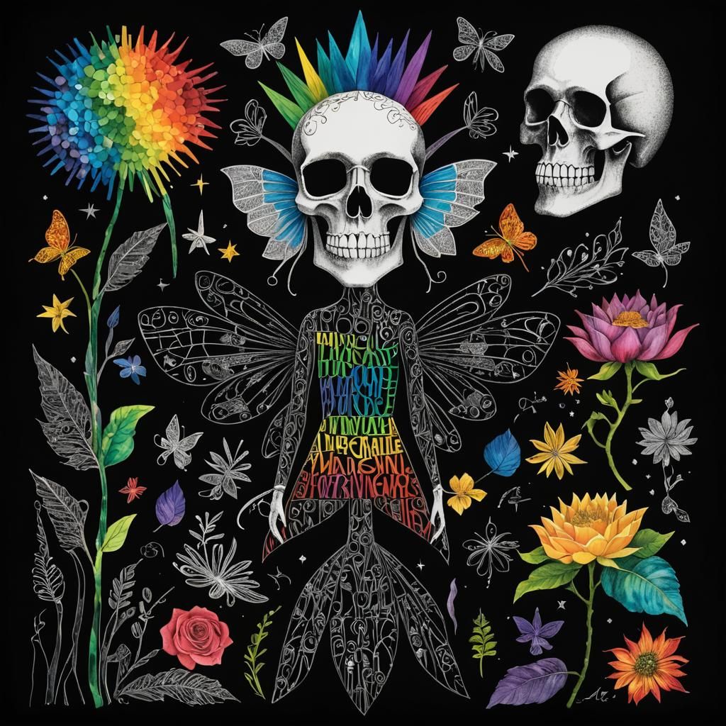 Mythical Muse made of words, sketched ideas united by art Kids Crayon ...