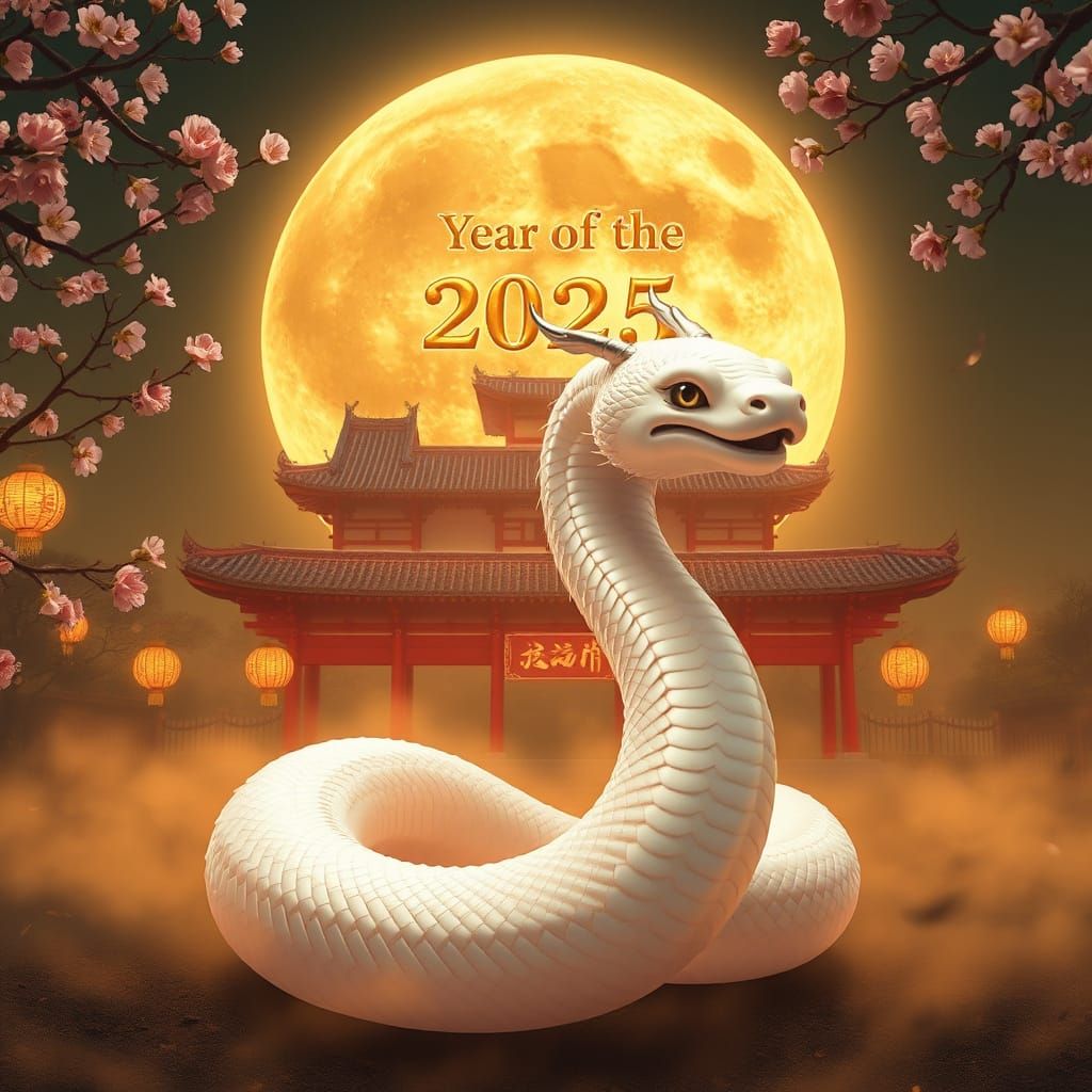 ""A beautiful and divine pearl-white Chinese serpent, its smooth ...