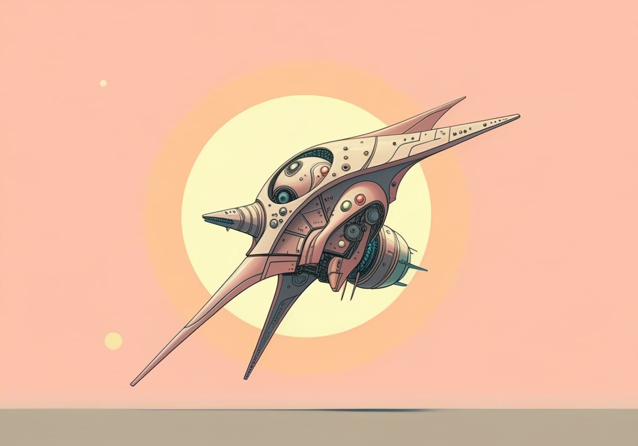 Solar probe - Surreal Bionic Spaceship in Pastel Moebius Sty...