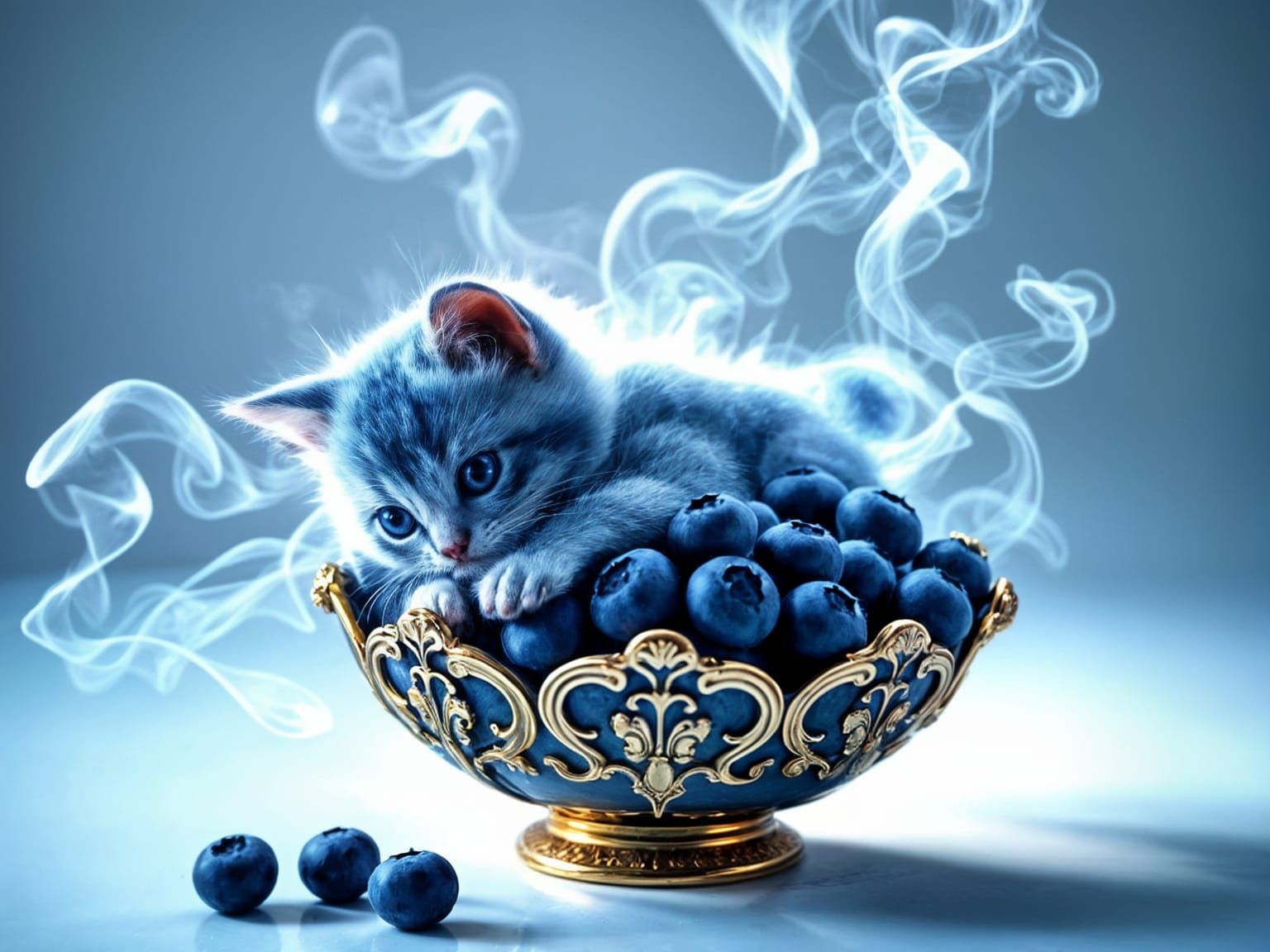 Ethereal Blueberry Kitten Emerges in Photographic ... - AI Art