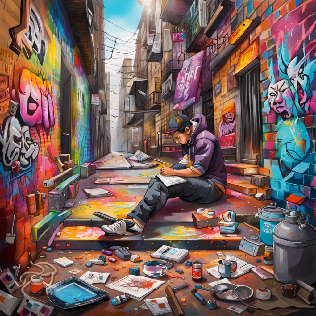 Ambitious Scholar Achieves Success in Vibrant Graf... - AI Art