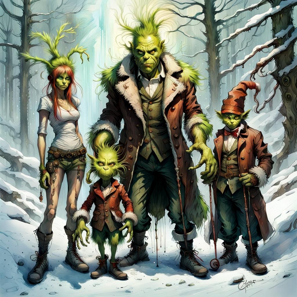 The Grinch Family - AI Generated Artwork - NightCafe Creator