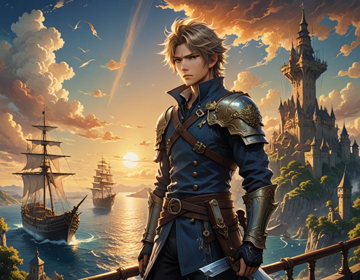 a hero character in anime - Anime-Style Hero on a Majestic S...