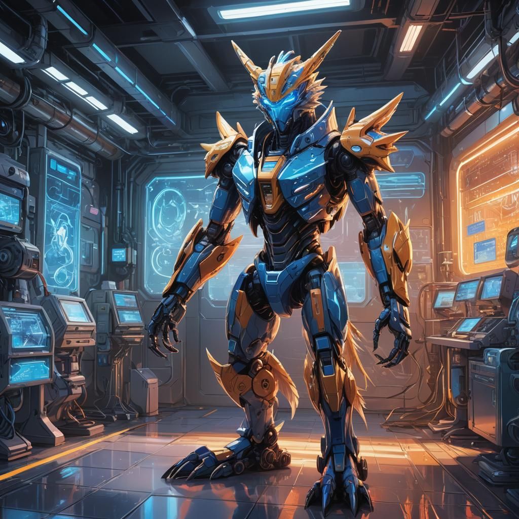 Cyberpunk Digimon Reveals Futuristic Laboratory Se... - AI Art