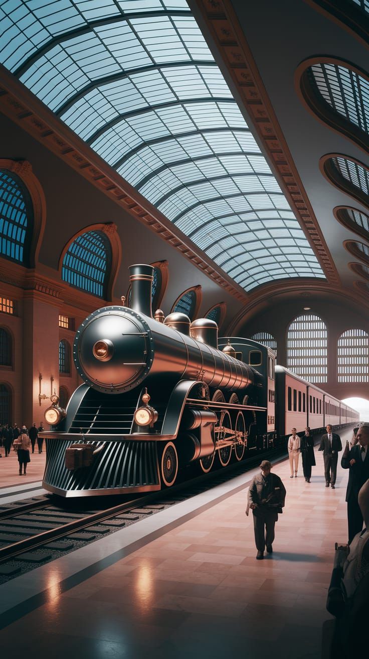 Streamline Locomotive in Grand Central Station