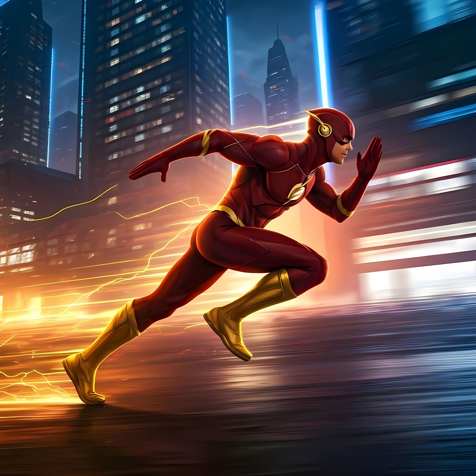 The Flash - The Scarlet Speedster in Neon Metropolis
