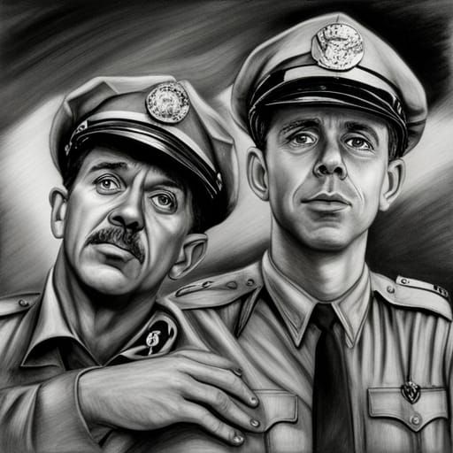 Barney Fife with Andy Griffith in Mayberry - AI Generated Artwork ...