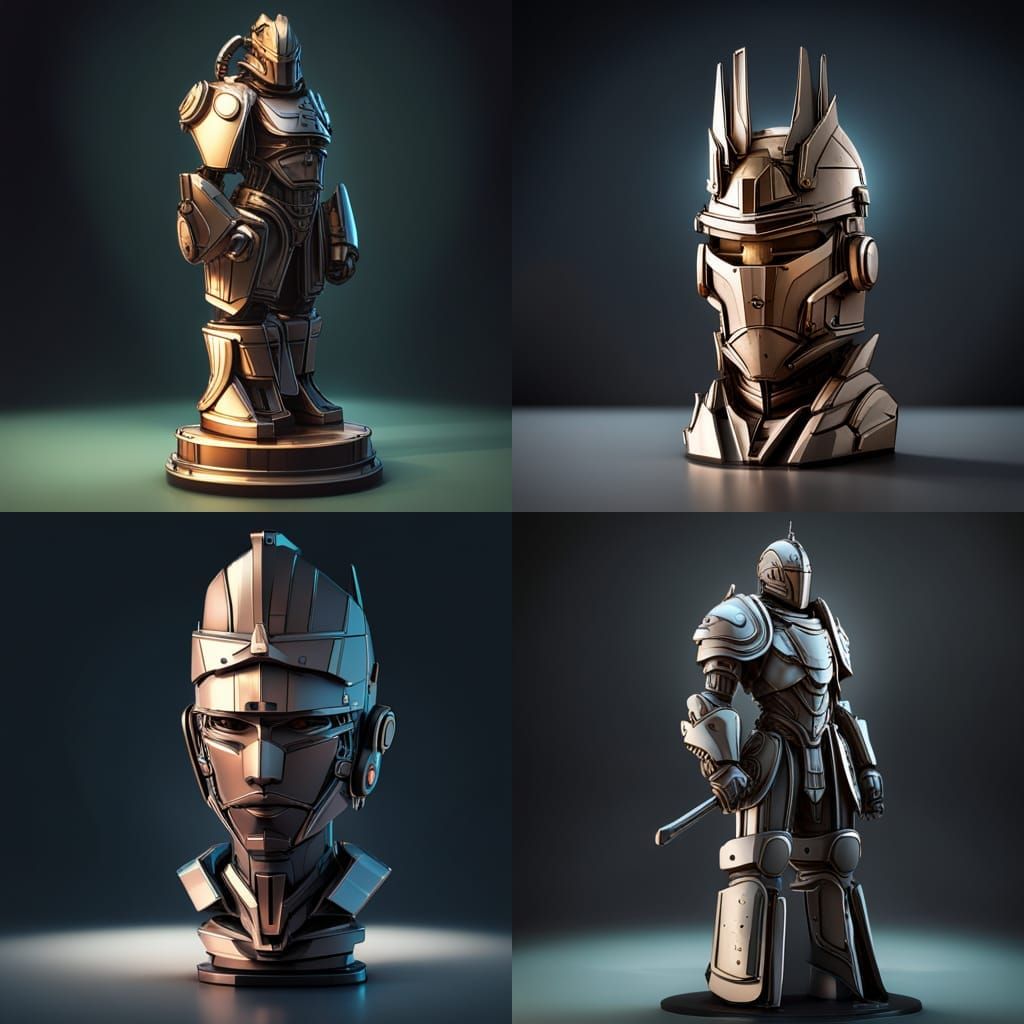 Knight Chess piece, made of metal parts in a cyberpunk style, badass ...