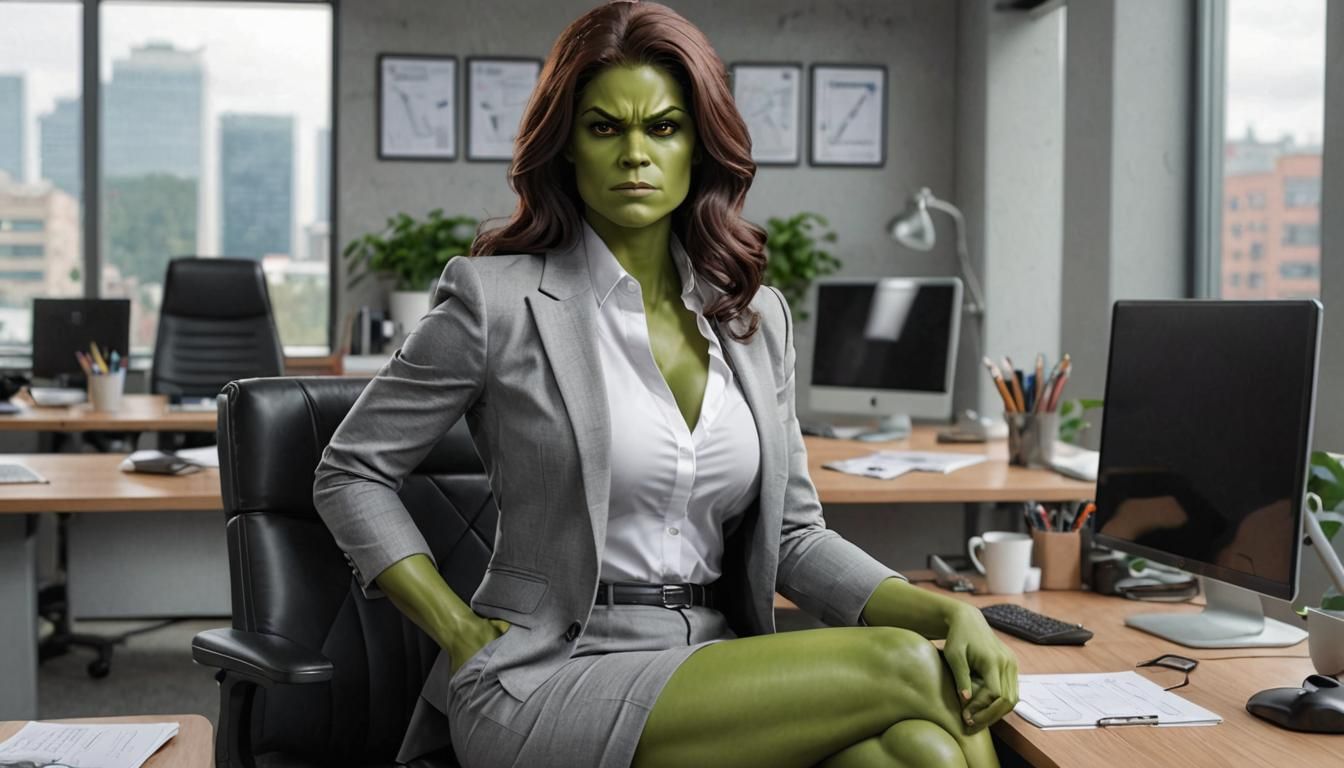She-Hulk in office - AI Generated Artwork - NightCafe Creator