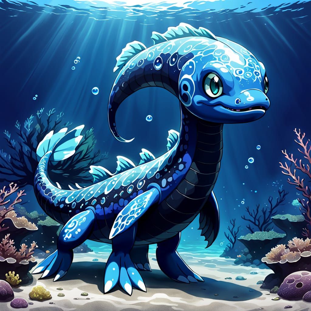 Majestic Prehistoric Eel-Inspired Fakemon - AI Art
