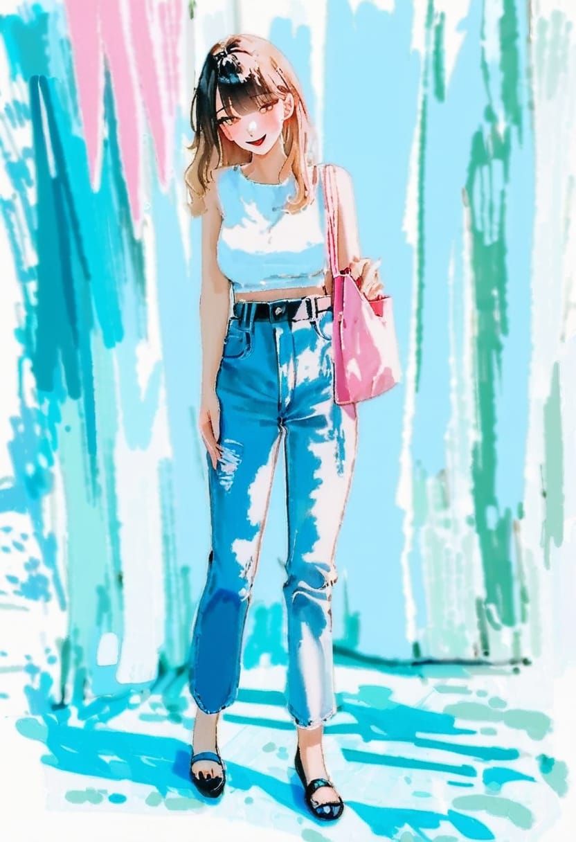 Woman Painting in Vibrant Aquarela Style - AI Art