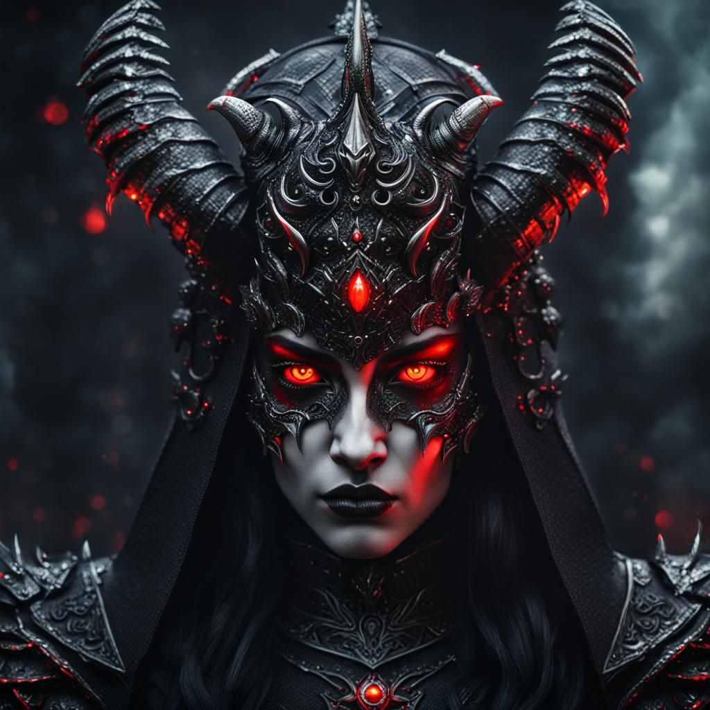 Photorealistic portrait of a majestic evil gothic demon goddess. - AI ...