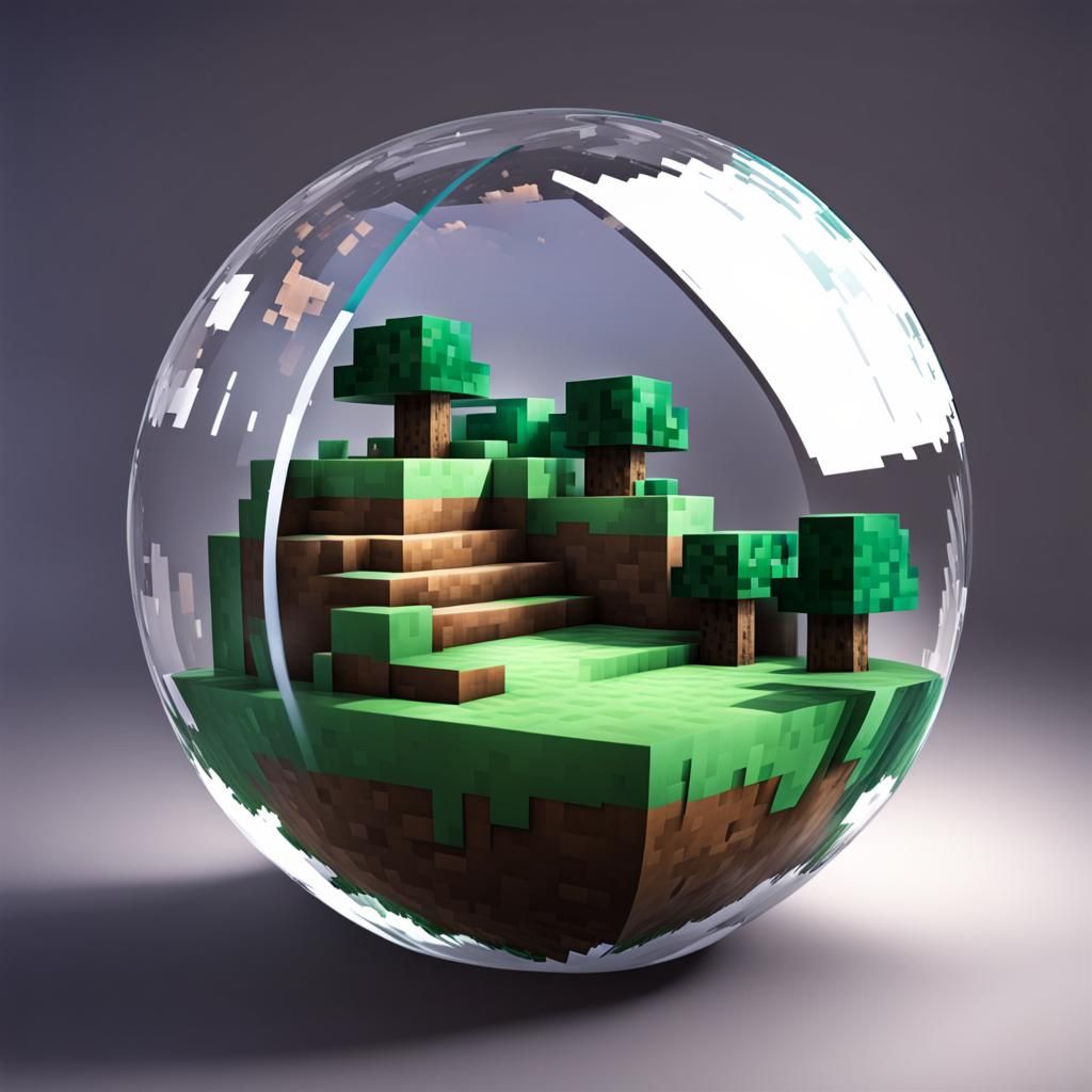 Minecraft inside a glass sphere - AI Generated Artwork - NightCafe Creator