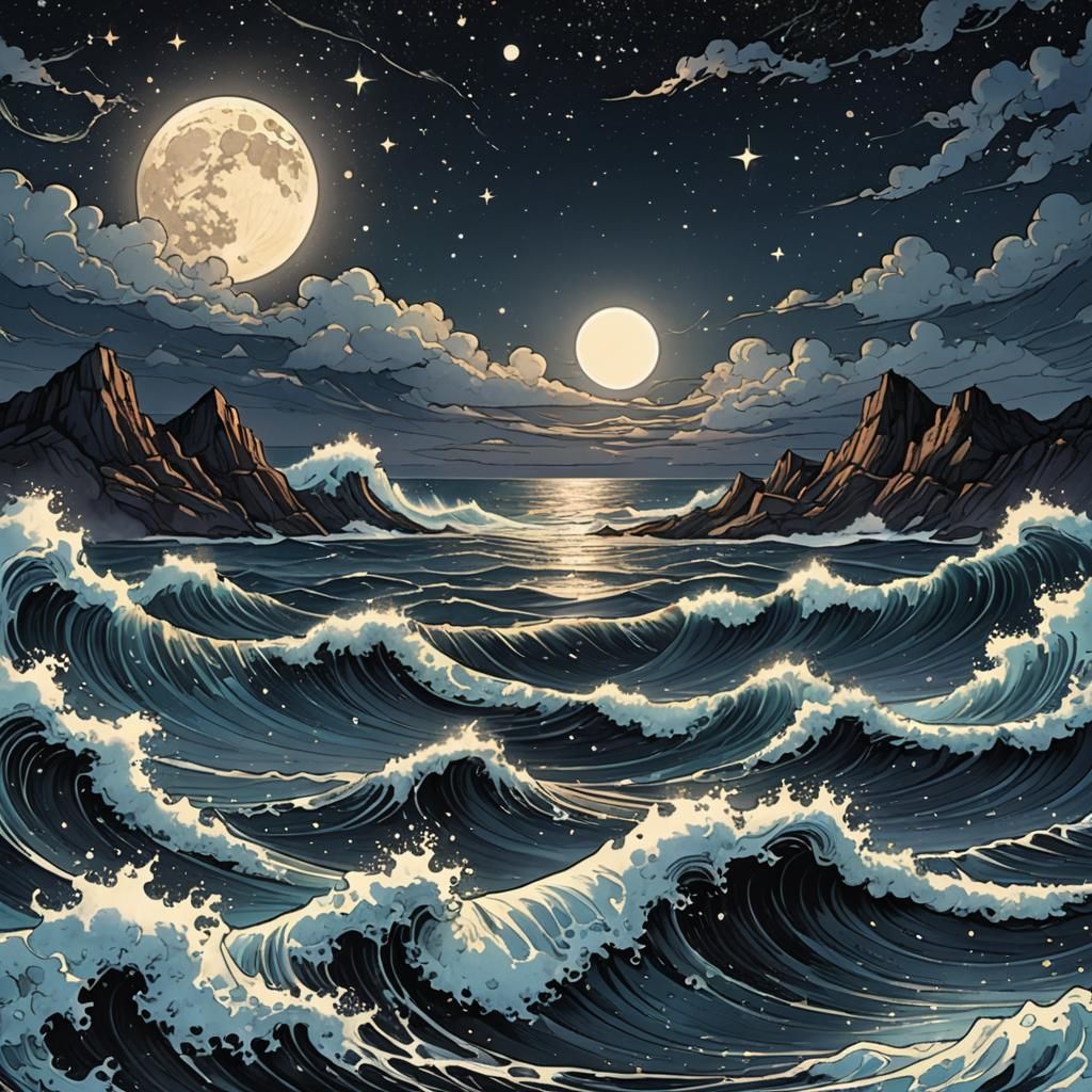midnight sea - AI Generated Artwork - NightCafe Creator