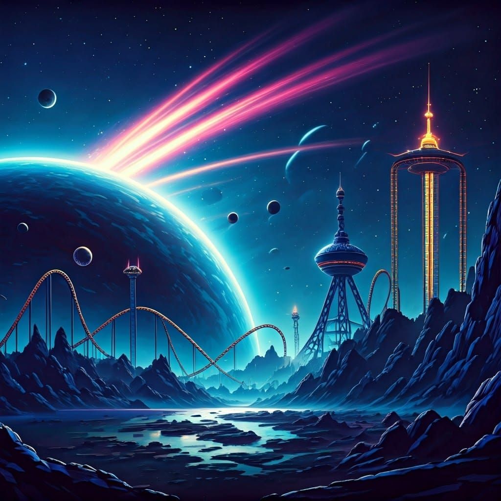 Interstellar theme park - AI Generated Artwork - NightCafe Creator
