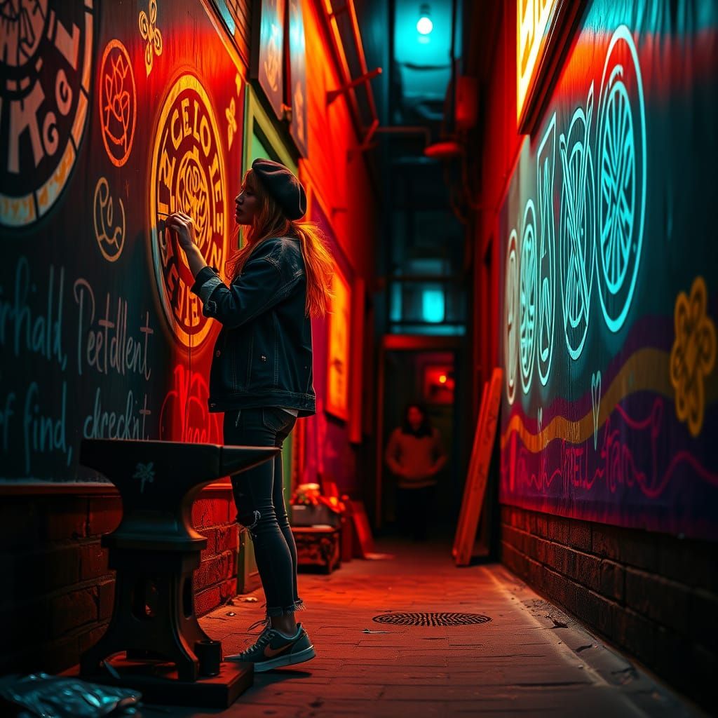 Celtic Magic Street Art. - Brigid's Neon Celtic Mural Magic ...