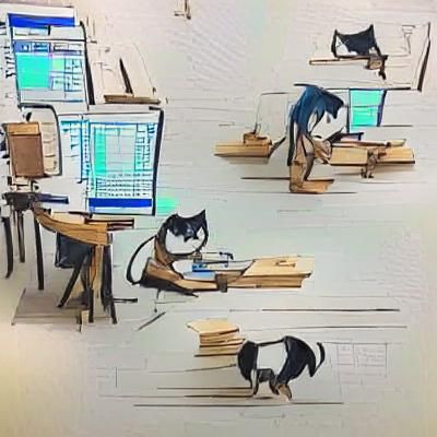 2d cat working - AI Generated Artwork - NightCafe Creator