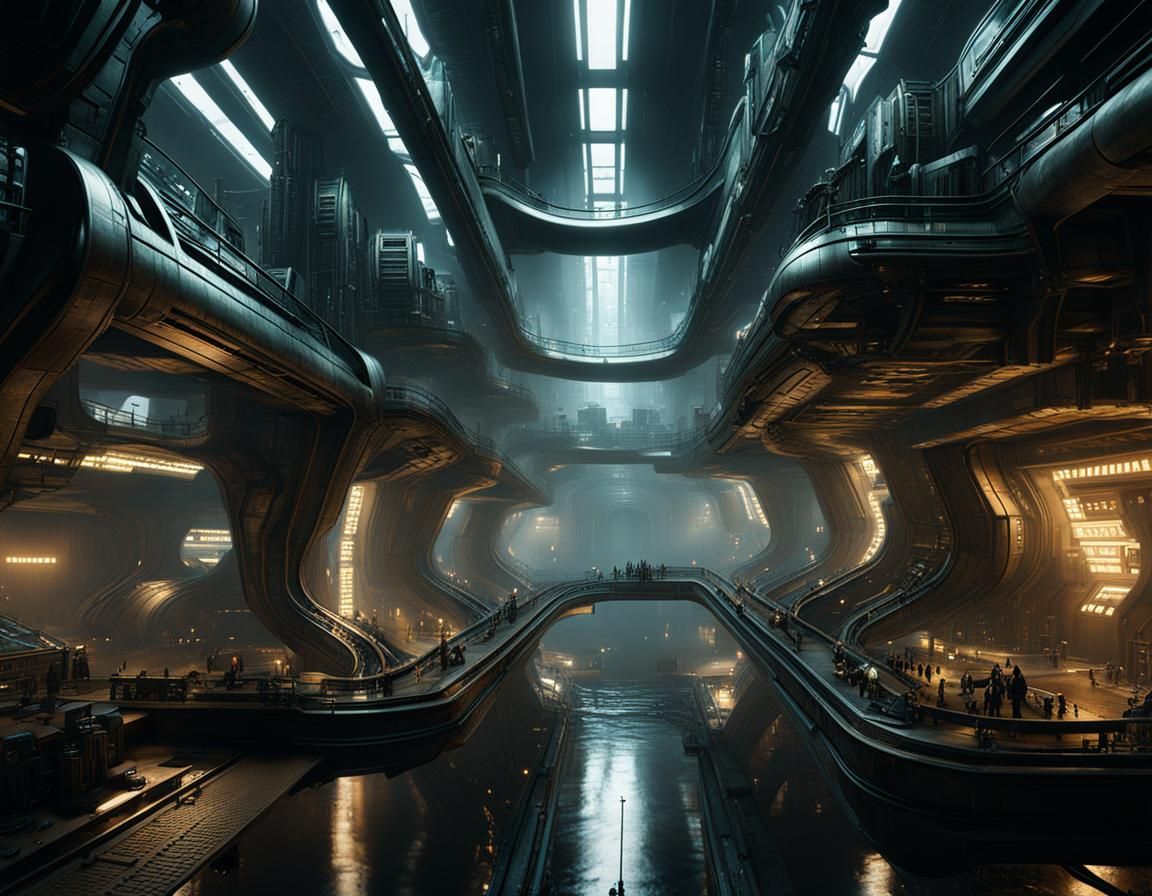 Futuristic underground city - AI Generated Artwork - NightCafe Creator