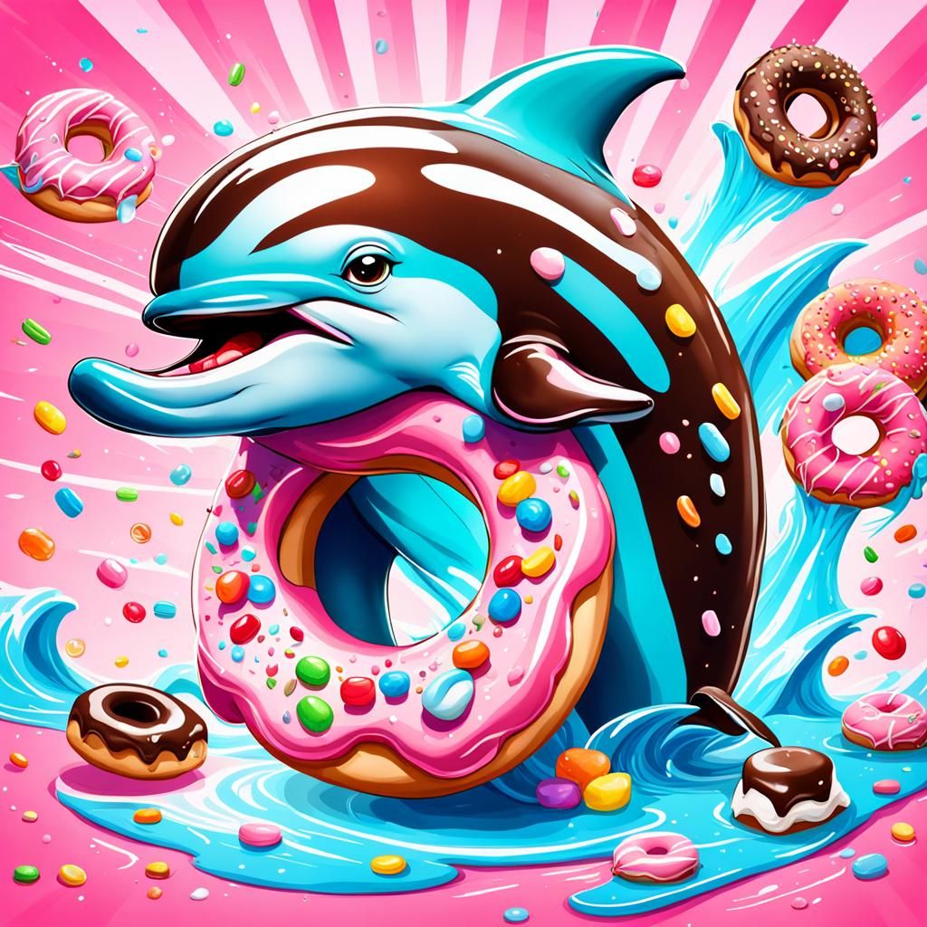 Dolphin eating a chocolate doughnut - AI Generated Artwork - NightCafe ...