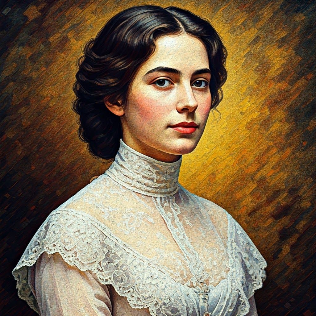 Pointilism Portrait III - Pointillism Portrait in Warm Tones