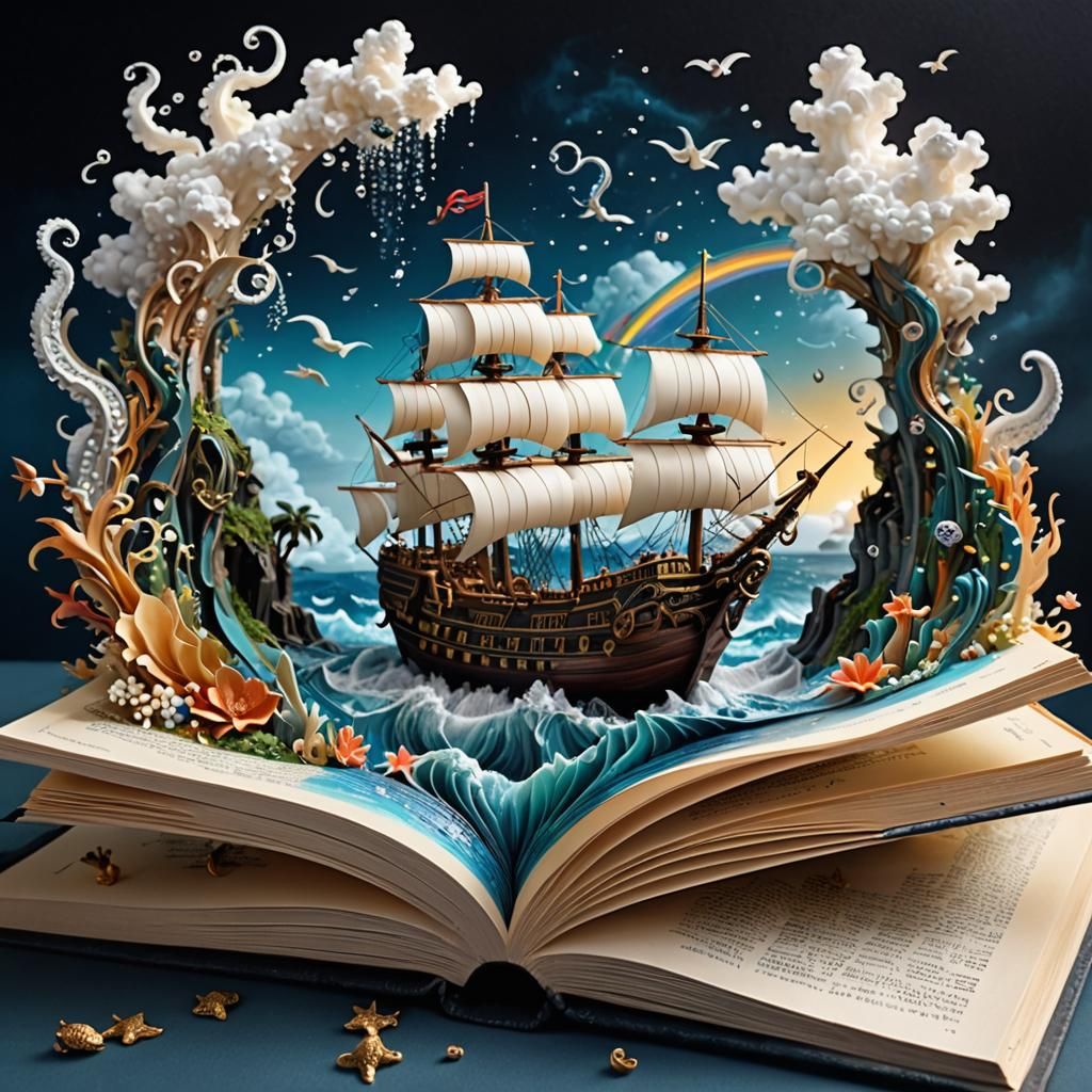 Sea Pop up book - AI Generated Artwork - NightCafe Creator