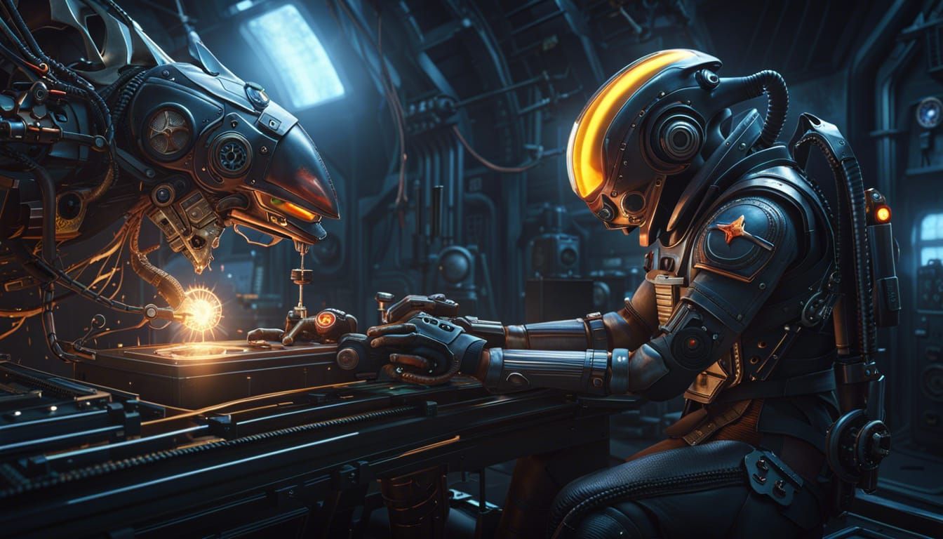 Alien Mechanic - AI Generated Artwork - NightCafe Creator
