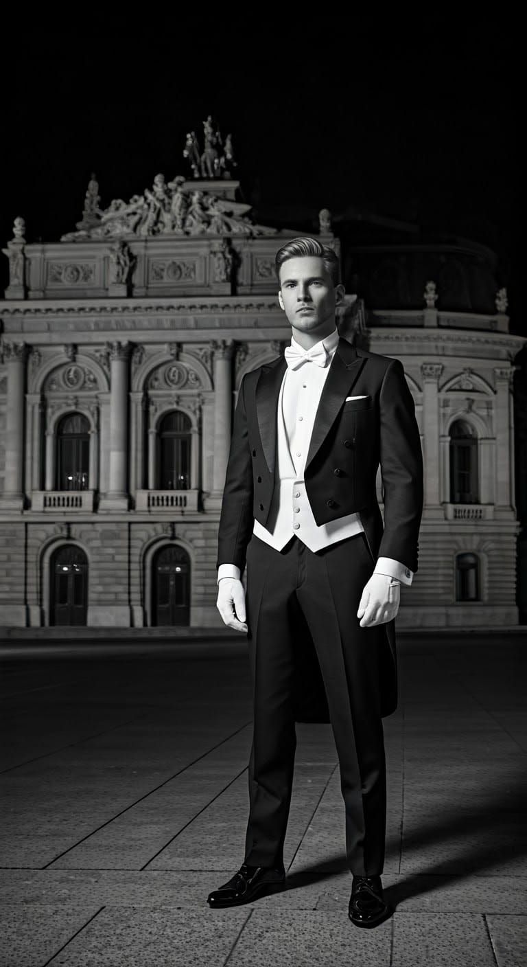 Night at the opera - Elegant Opera Patron in Tuxedo Tailcoat