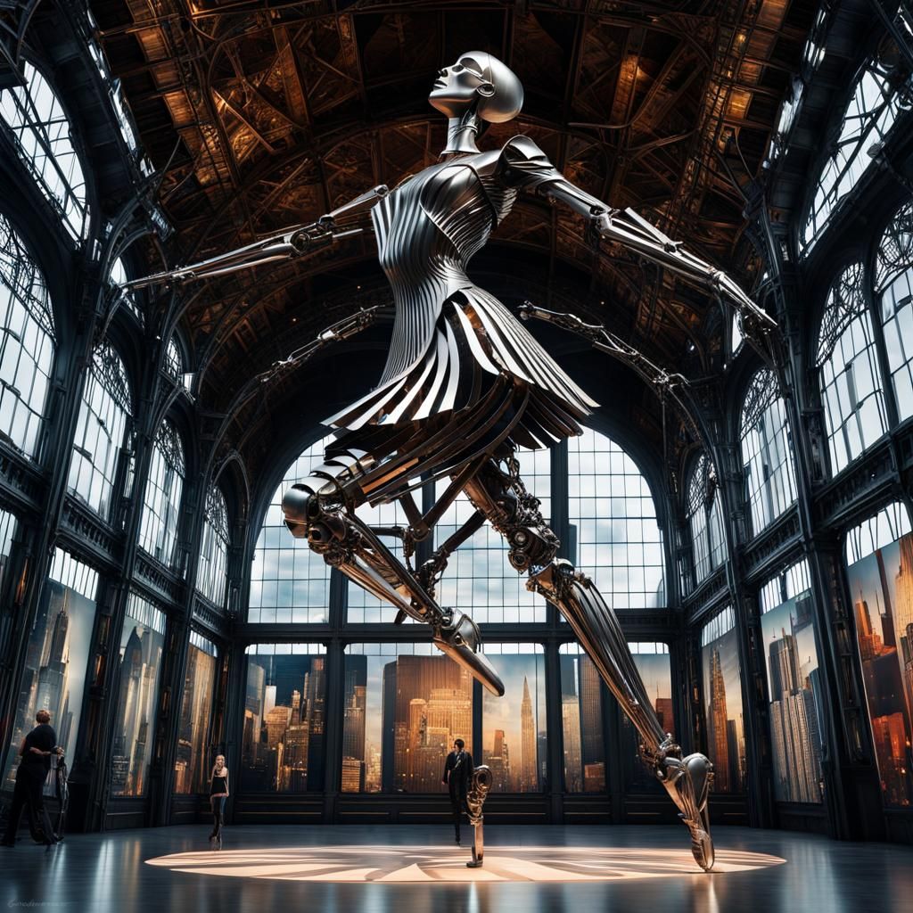 Colossus Metal Ballerina Sculpture - AI Generated Artwork - NightCafe Creator