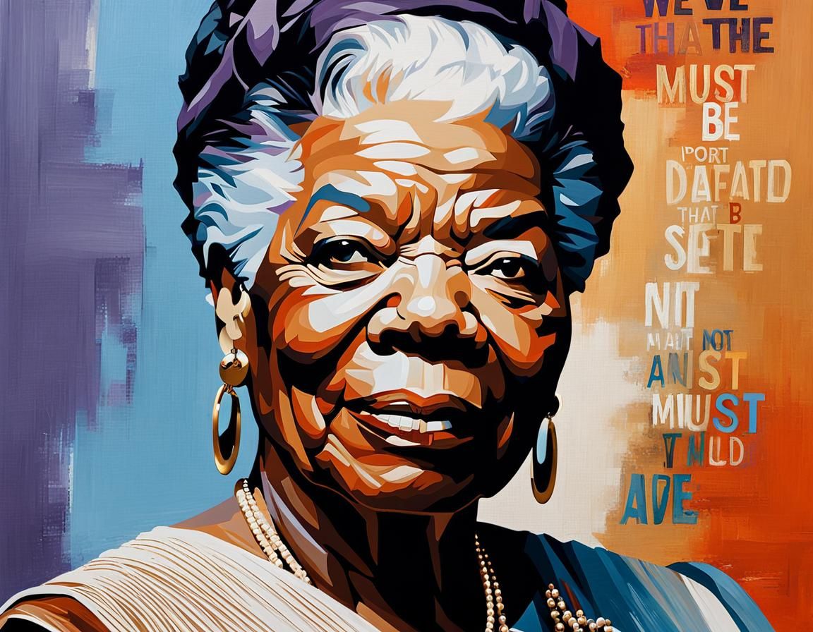 "WE MUST NOT BE DEFEATED" - Maya Angelou - AI Generated Artwork ...