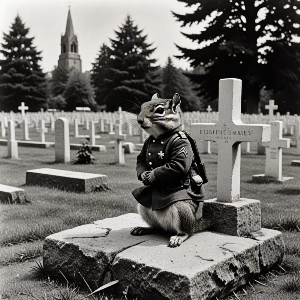 Remember Them! - Vintage Chipmunk Soldier Pays Respects in a...