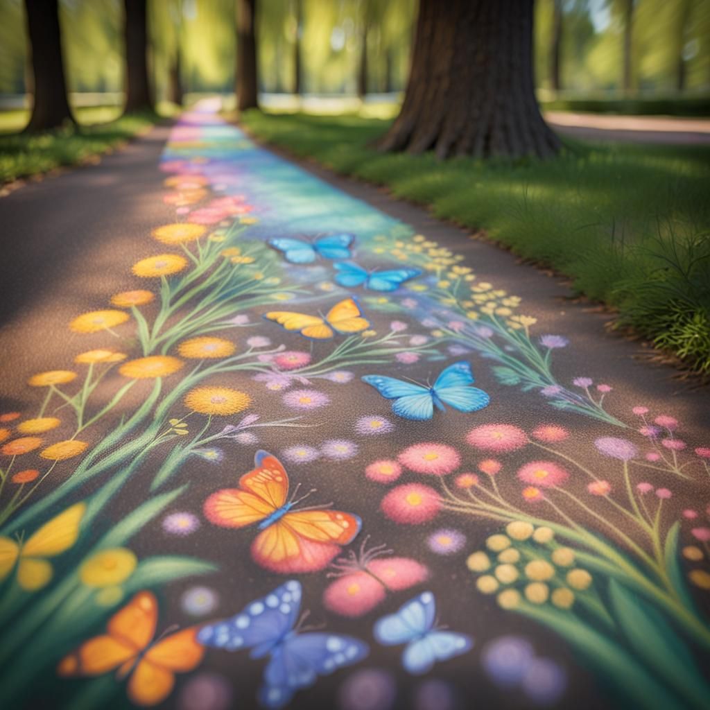 Chalk Drawing on Pathway - AI Generated Artwork - NightCafe Creator