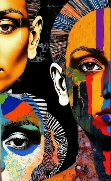 German Expressionist Collage in Iridescent Colors - AI Art