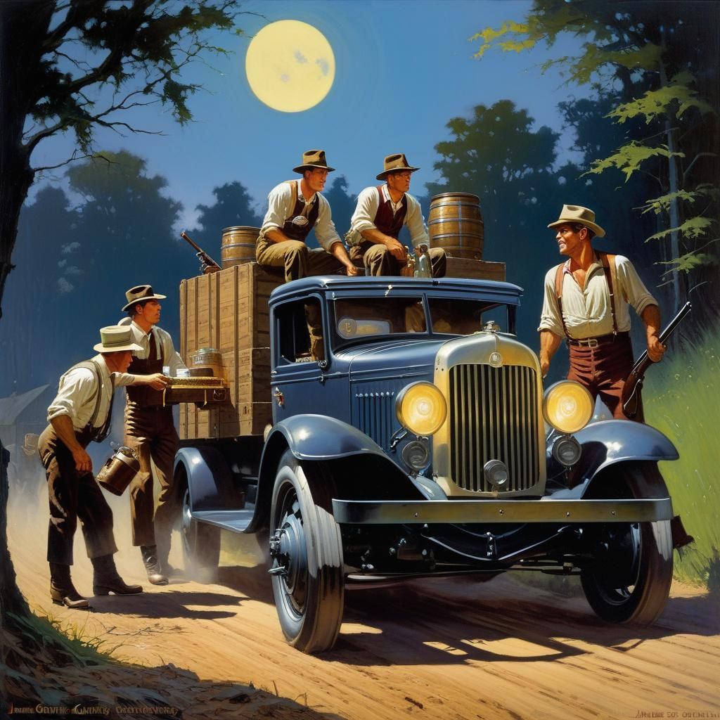 Midnight Moonshine Run - AI Generated Artwork - NightCafe Creator