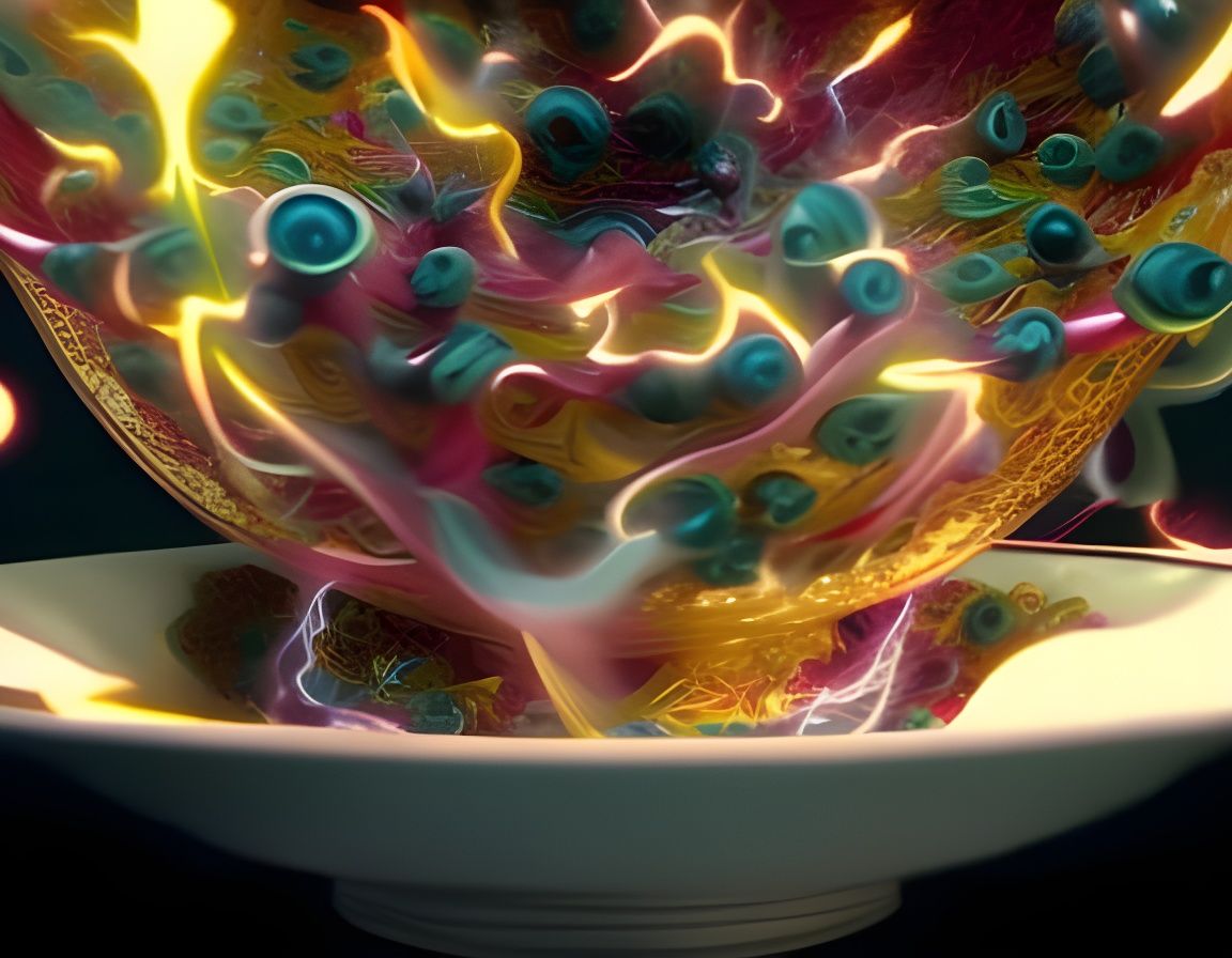 a series of exploding surreal ornate teacups in an endless recursive ...