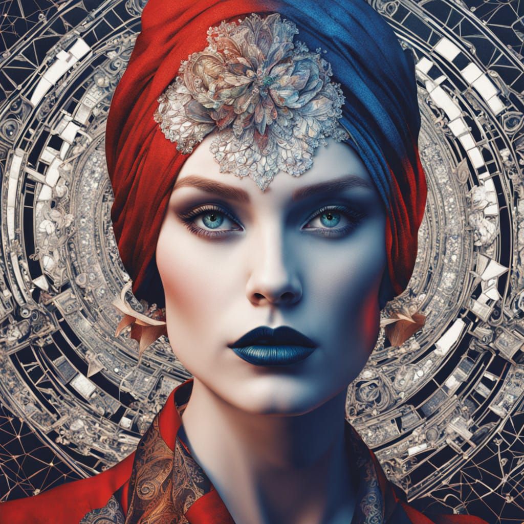 "ANNA"....Blue eyes red lips rouged cheeks, Escher, Greta Garbo ...