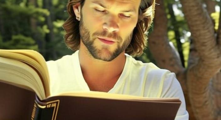 Jared Padalecki reading outdoors - AI Generated Artwork - NightCafe Creator