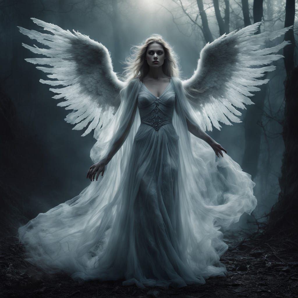 Ethereal Valkyrie in Ominous, Otherworldly Landsca... - AI Art