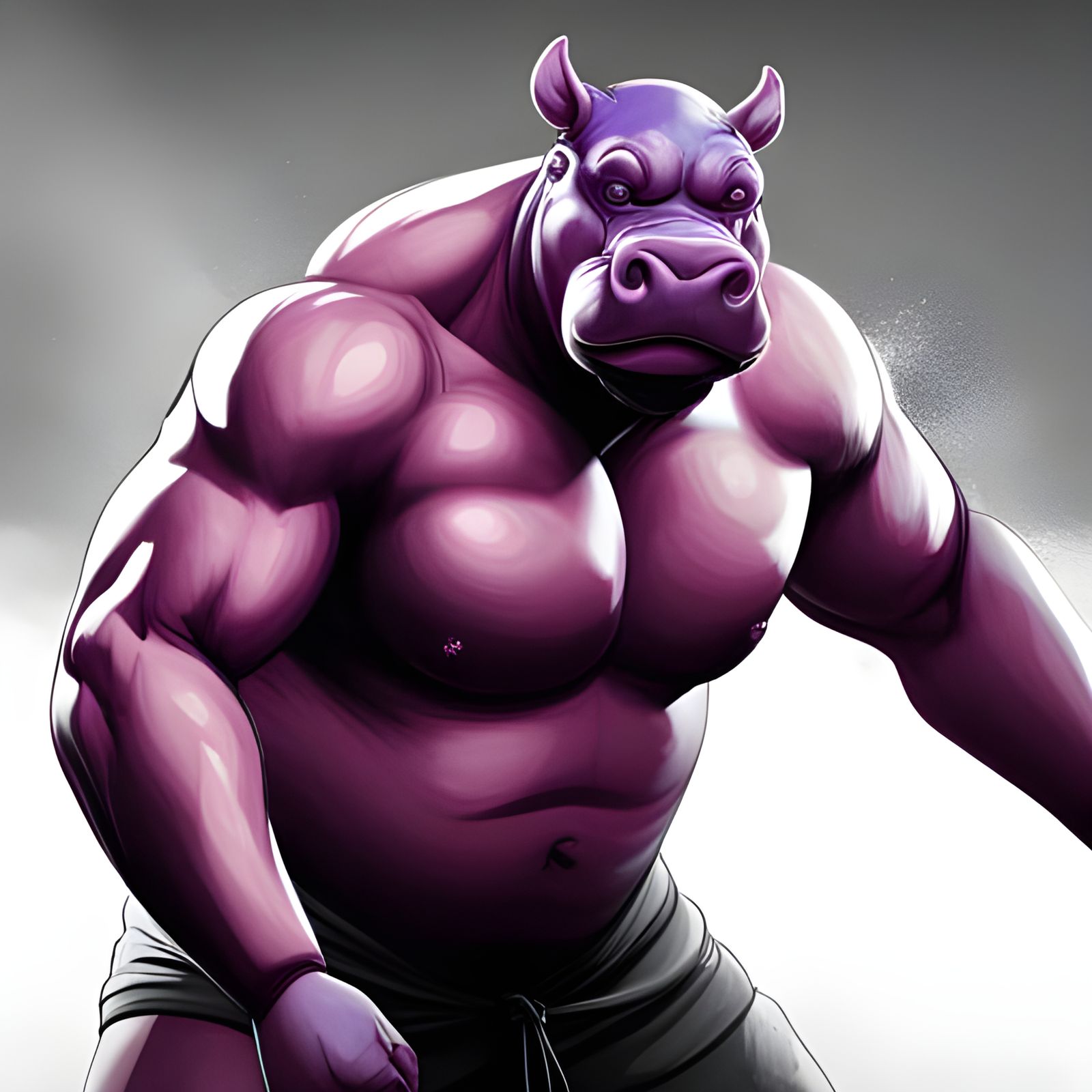 Hipponozuna the Sumo Wrestling Champion Hippo - AI Generated Artwork - NightCafe Creator