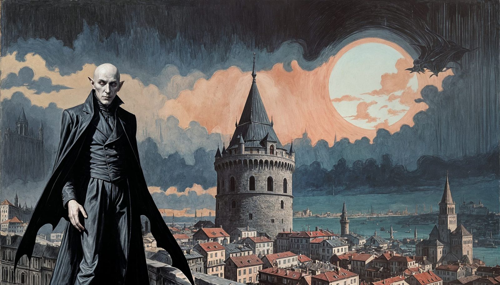 Gothic Imagery of a Byronic Creature in Istanbul's... - AI Art