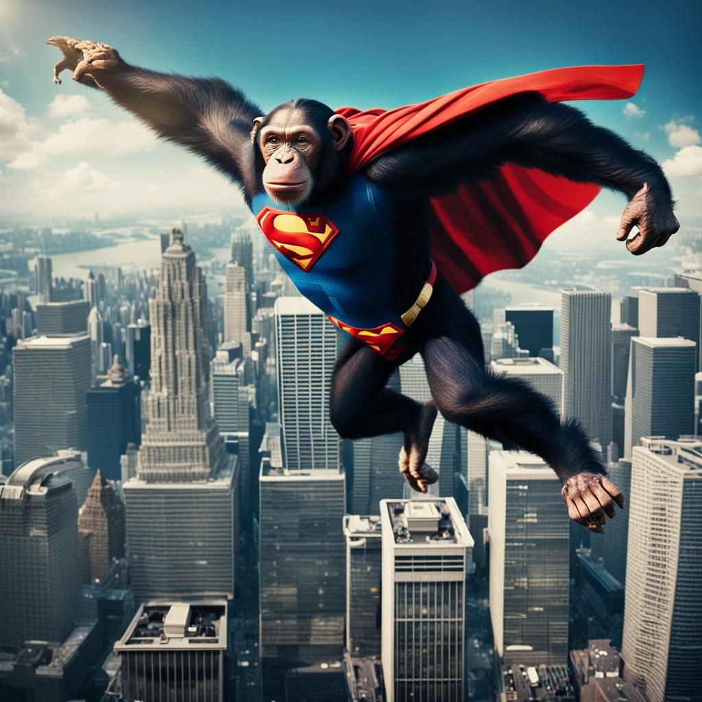 chimpanzees as superman - AI Generated Artwork - NightCafe Creator